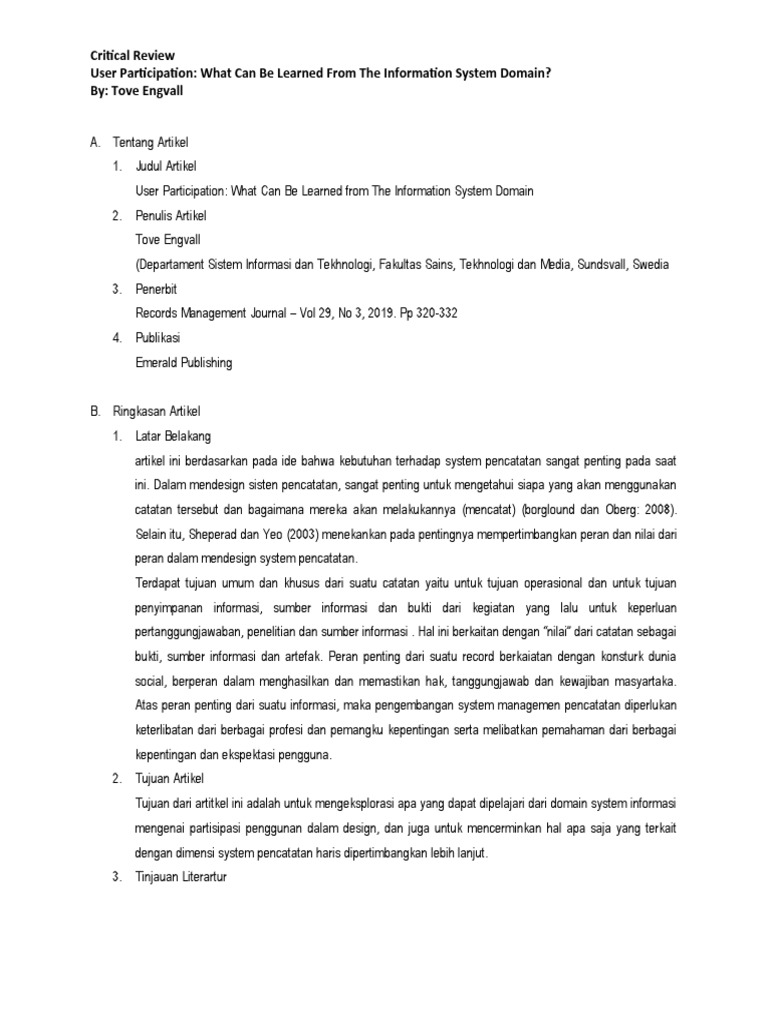 Contoh Critical Review | PDF