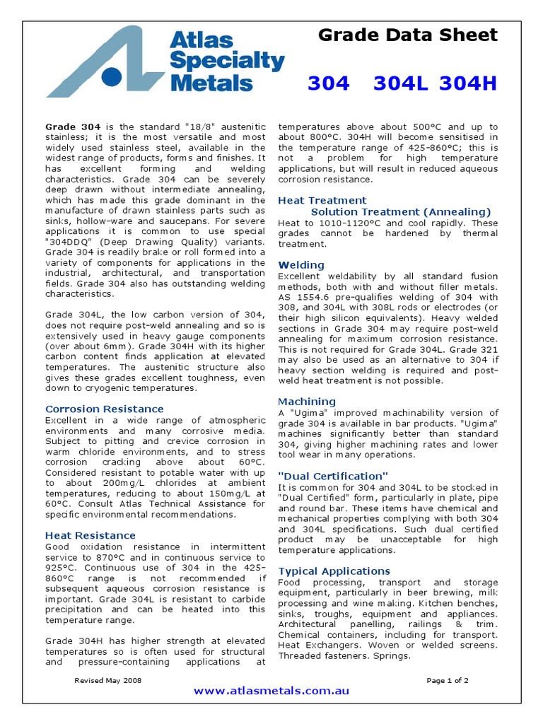 Grade Data Sheet: Comparing the Properties and Applications of ...