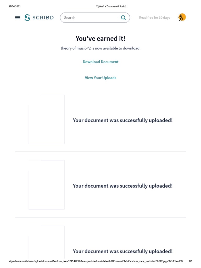 You've Earned It!: Your Document Was Successfully Uploaded! | PDF ...