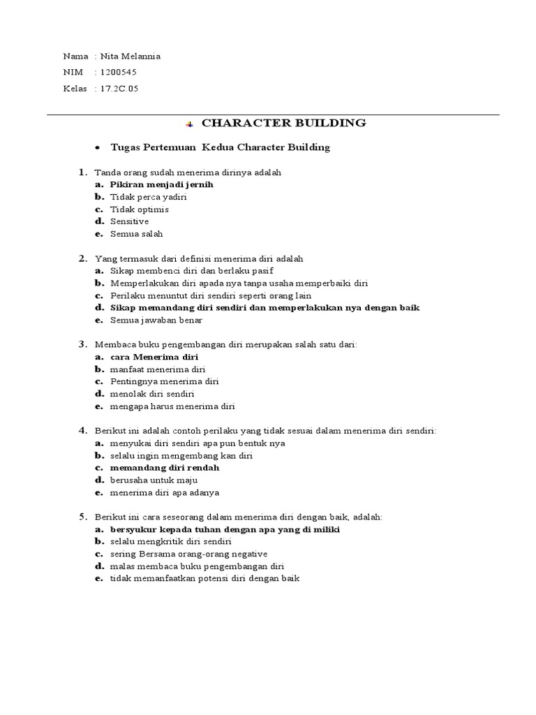 Manfaat Menerima Diri dalam Character Building | PDF | Karier ...
