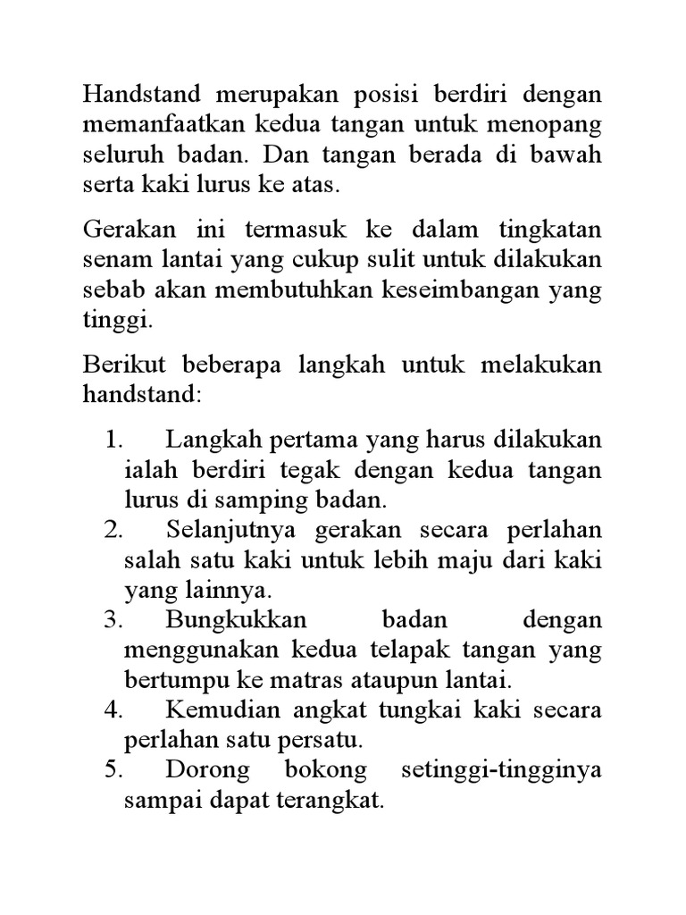 Cara Melakukan Handstand untuk Pemula | PDF | Kesehatan Holistik