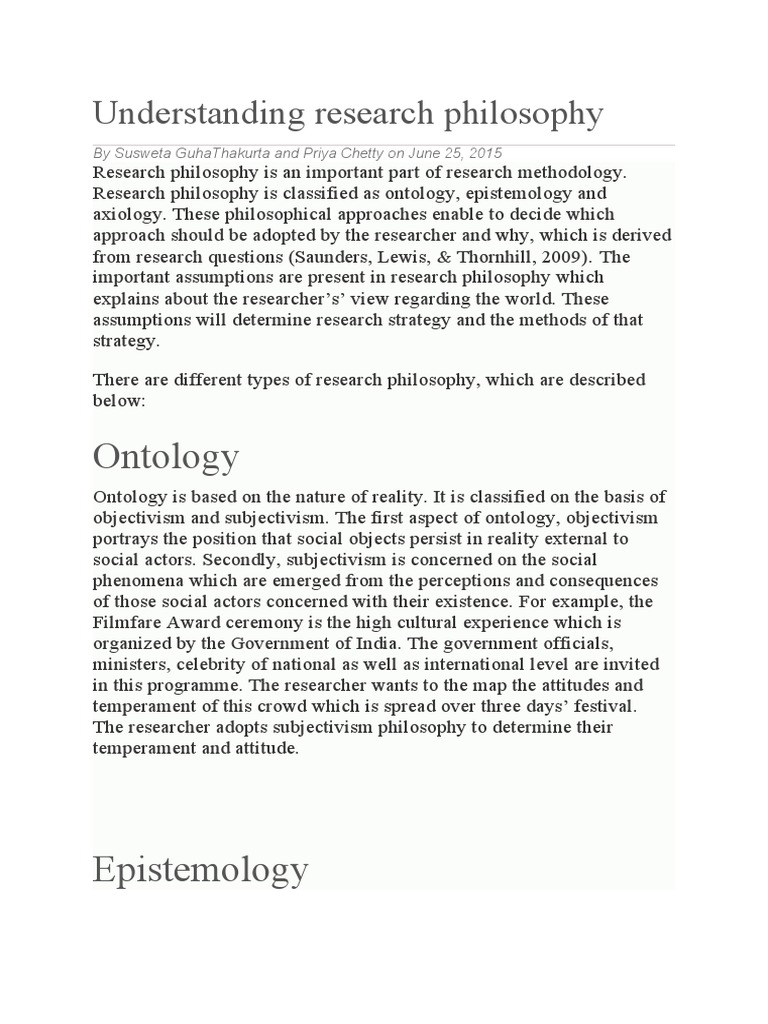 Understanding Research Philosophy | PDF | Positivism | Philosophical ...
