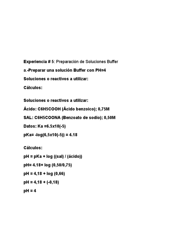 Preparación de Soluciones Buffer pH 4, 7, 10 | PDF | Cocina, comidas y vino