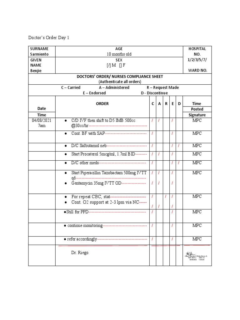 Doctors Order Form D4 | PDF | Antibiotics