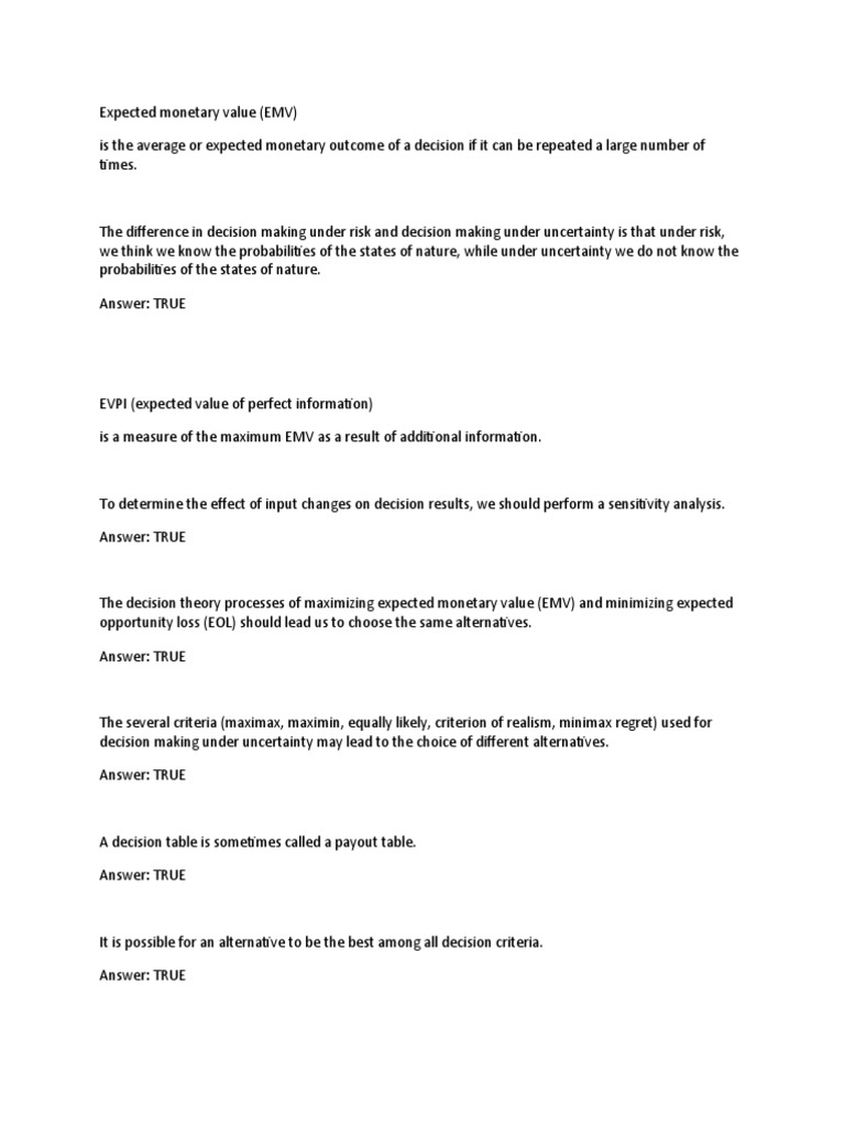 MANSCI 01 - Ch04 Seatwork With Answers | PDF | Decision Theory ...