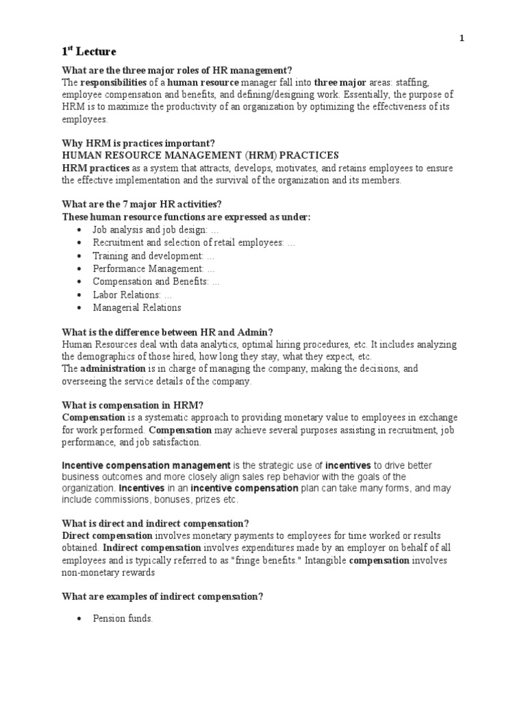Lec - 1 | PDF | Compensation And Benefits | Human Resource Management