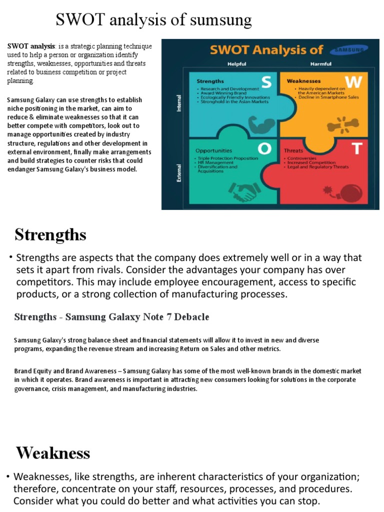 Samsung SWOT Analysis Overview | PDF | Swot Analysis | Samsung