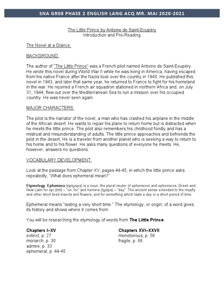 The Little Prince Intro Task | PDF | Classics | General Fiction