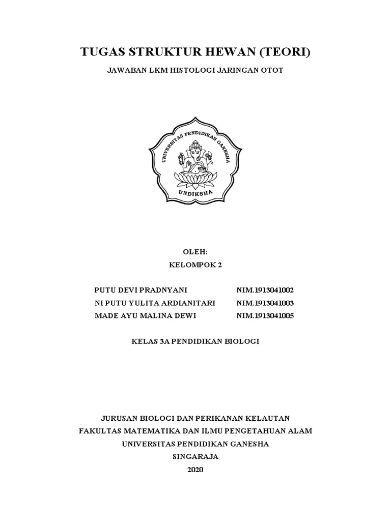 Tugas KLP 2-jwbn LKM Jaringan Otot-Struktur hewan-3A.Pend - Bio | PDF