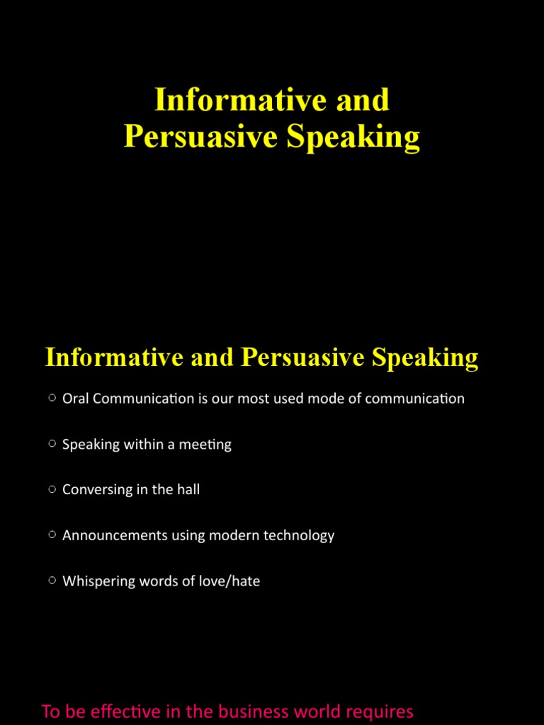 Lecture 5-Informative - Persuasive Speaking | PDF | Persuasion ...