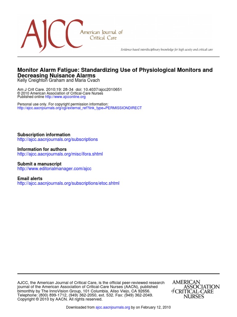 Monitor Alarm Fatigue Standardizing Use of Physiological Monitors and ...