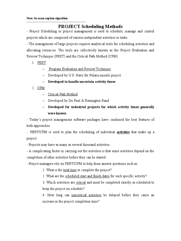 PROJECT Scheduling Methods: Were Known | PDF | Statistics | Analysis