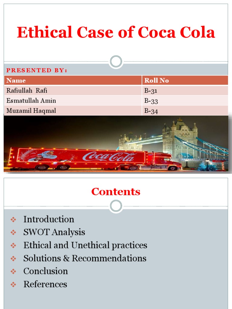 Ethical Case of Coca Cola: Name Roll No | PDF | Coca Cola | The Coca ...
