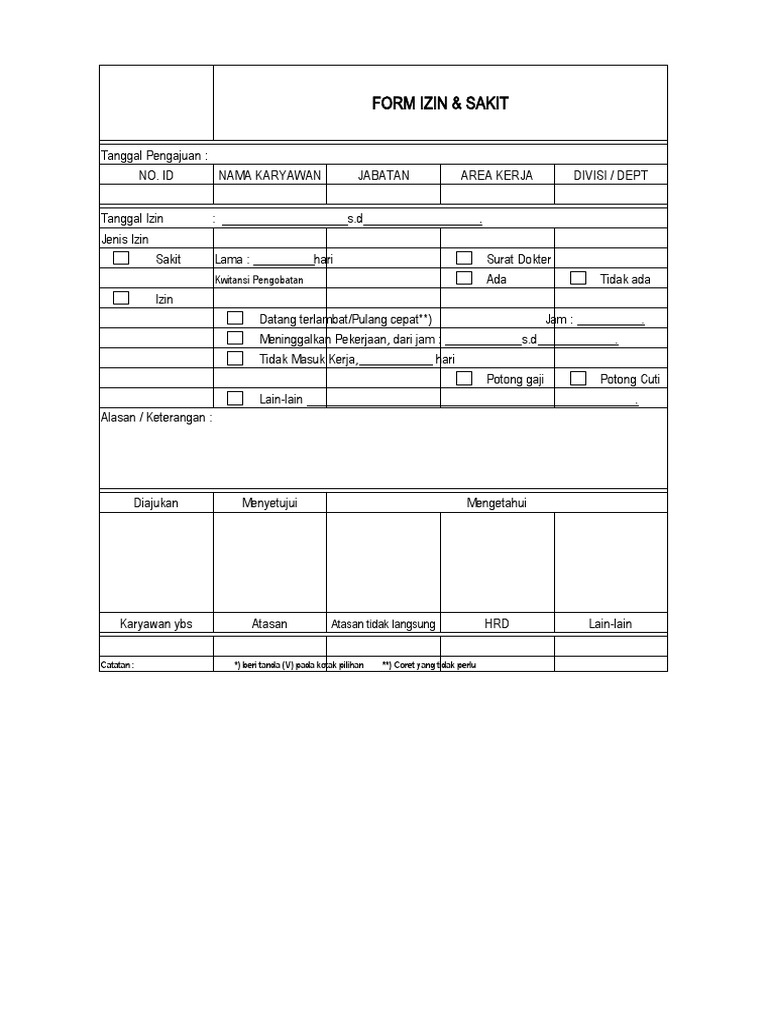 Form Izin Karyawan | PDF
