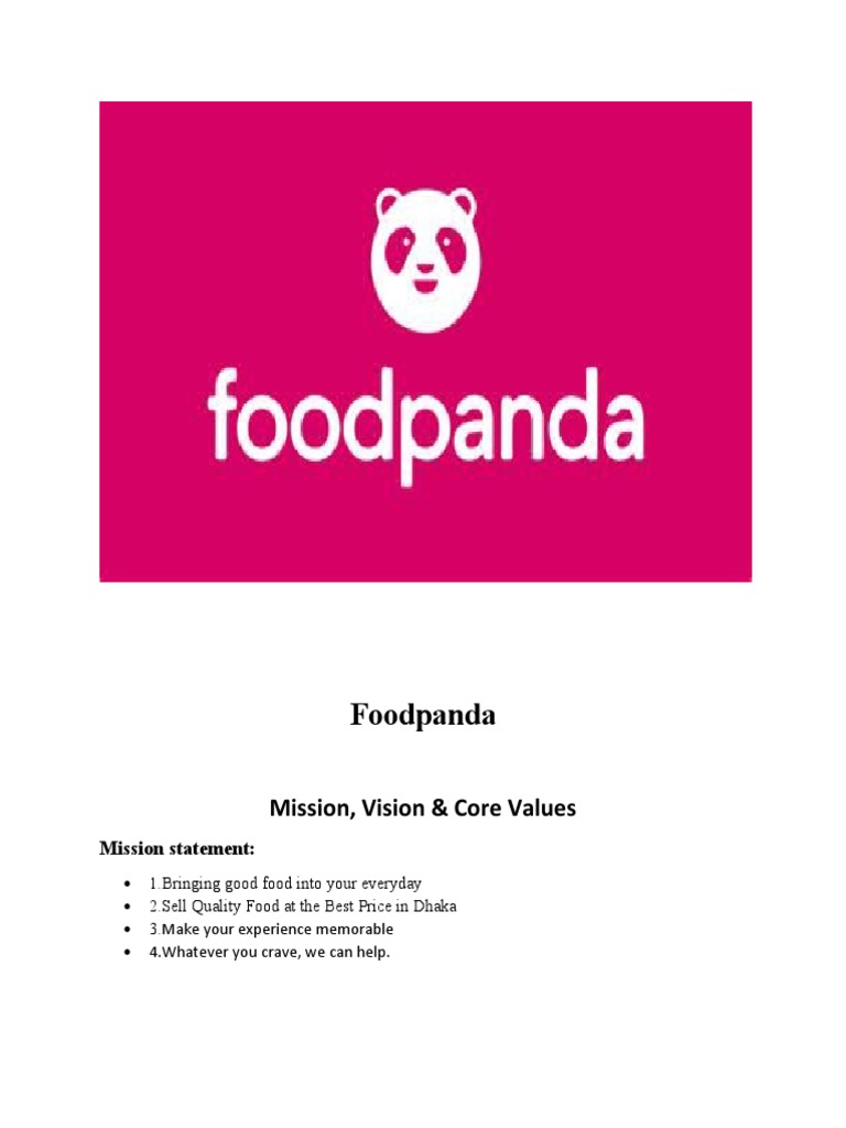 Foodpanda: Mission, Vision & Core Values | PDF | Career & Growth