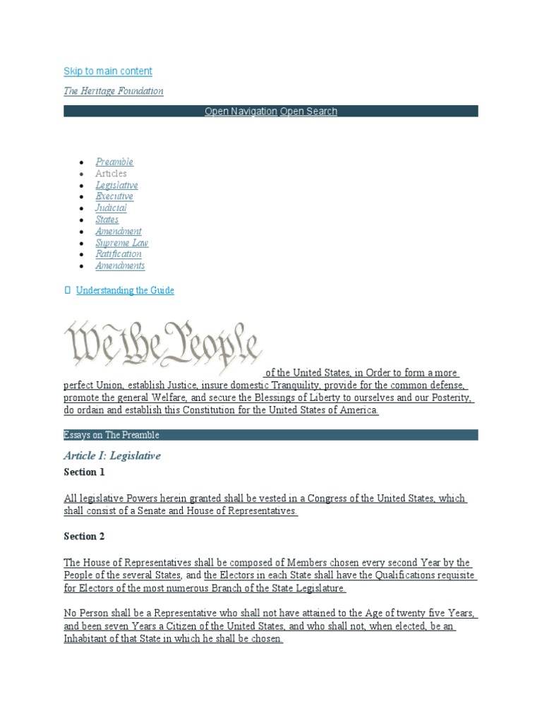 Heritage Guide to the U.S. Constitution | PDF | U.S. State | American ...