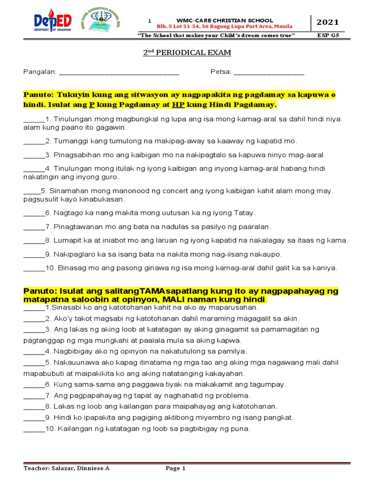 Pe - Q2 - Esp 5 | PDF