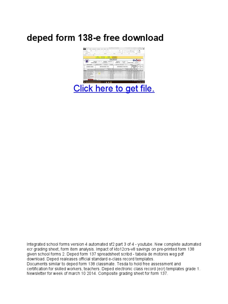 Deped Form 138-E | PDF