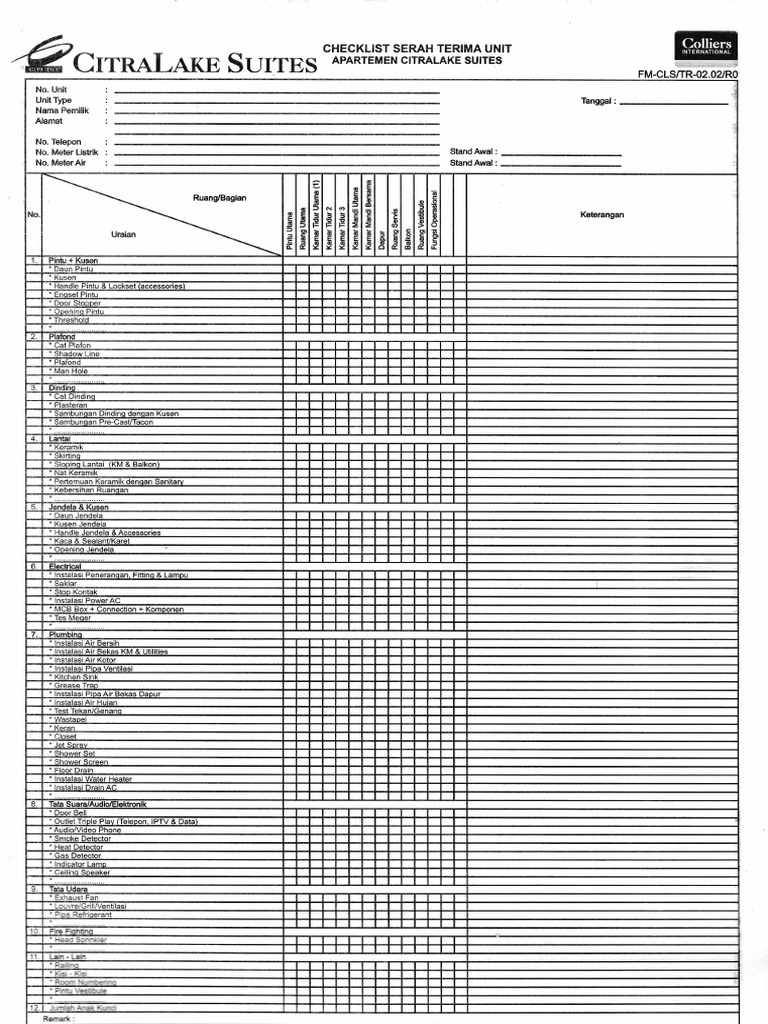 Form Checklist Unit | PDF