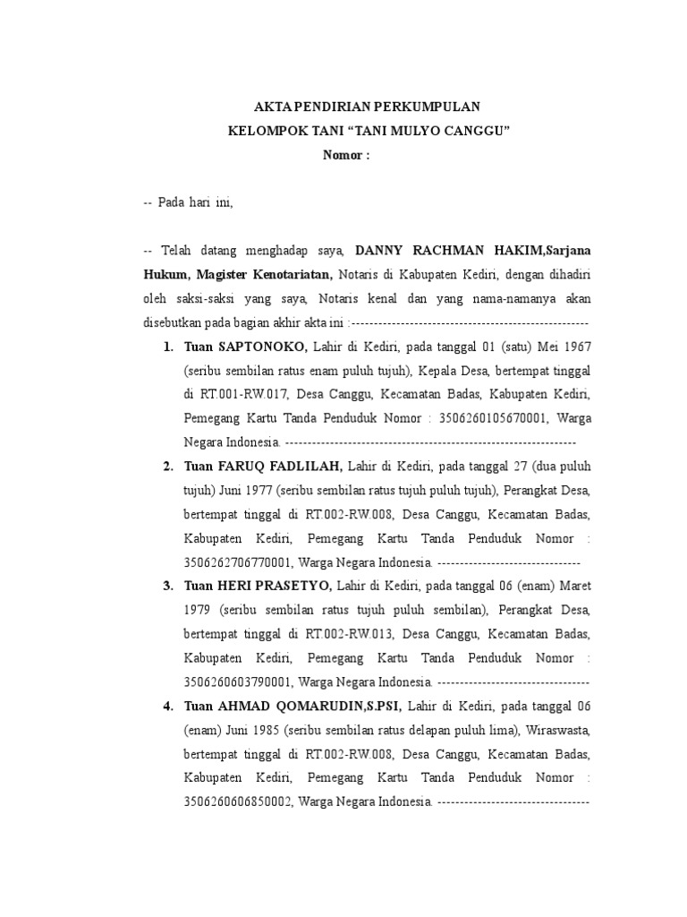 Perkumpulan Kelompok Tani Tani Mulyo Canggu | PDF