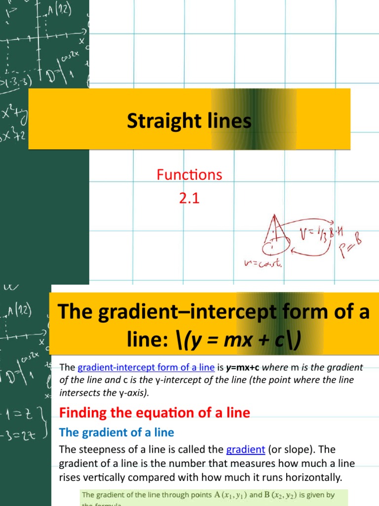 Straight Lines Straight Lines: Functions 2.1 | PDF | Slope | Line ...