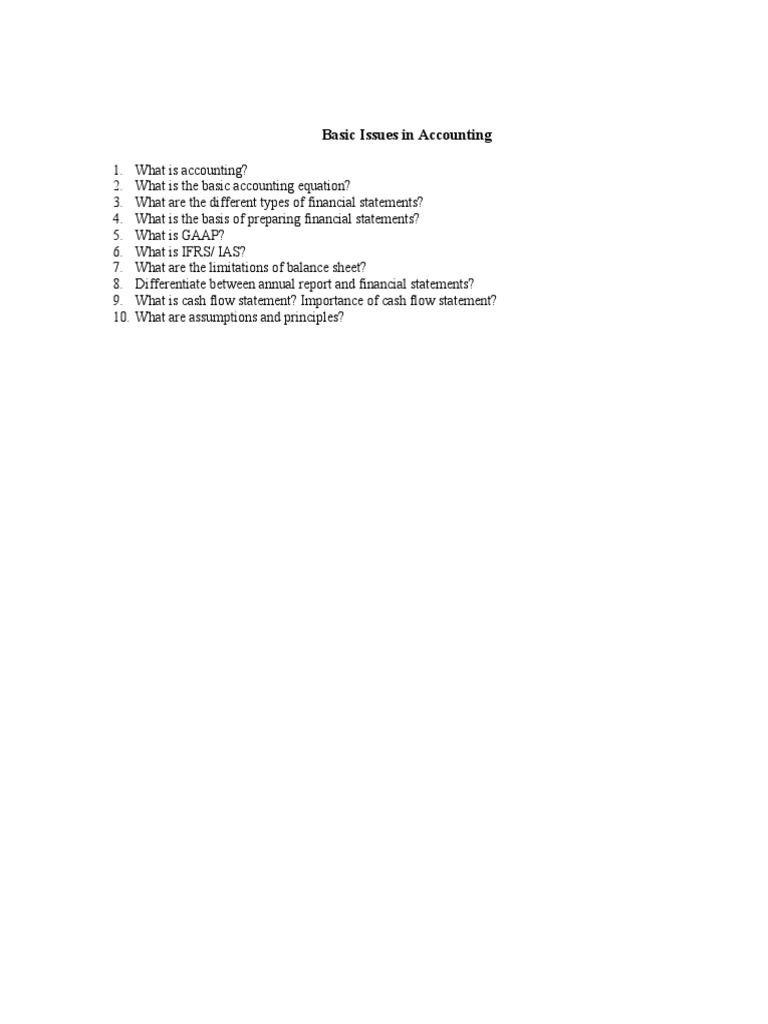 DMMR - Basic Issues in Accounting - Updated | PDF