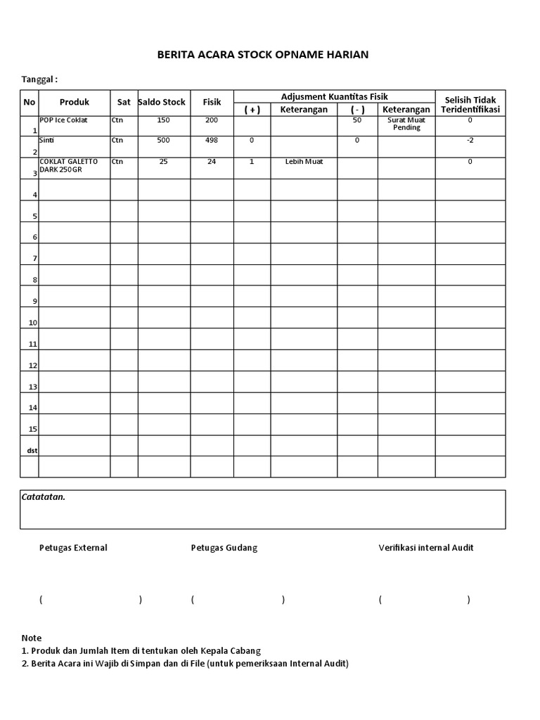 Form Stock Opname | PDF
