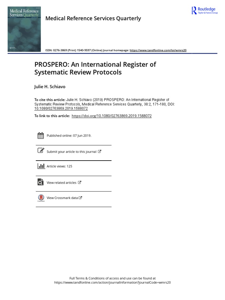 PROSPERO: An International Register of Systematic Review Protocols ...