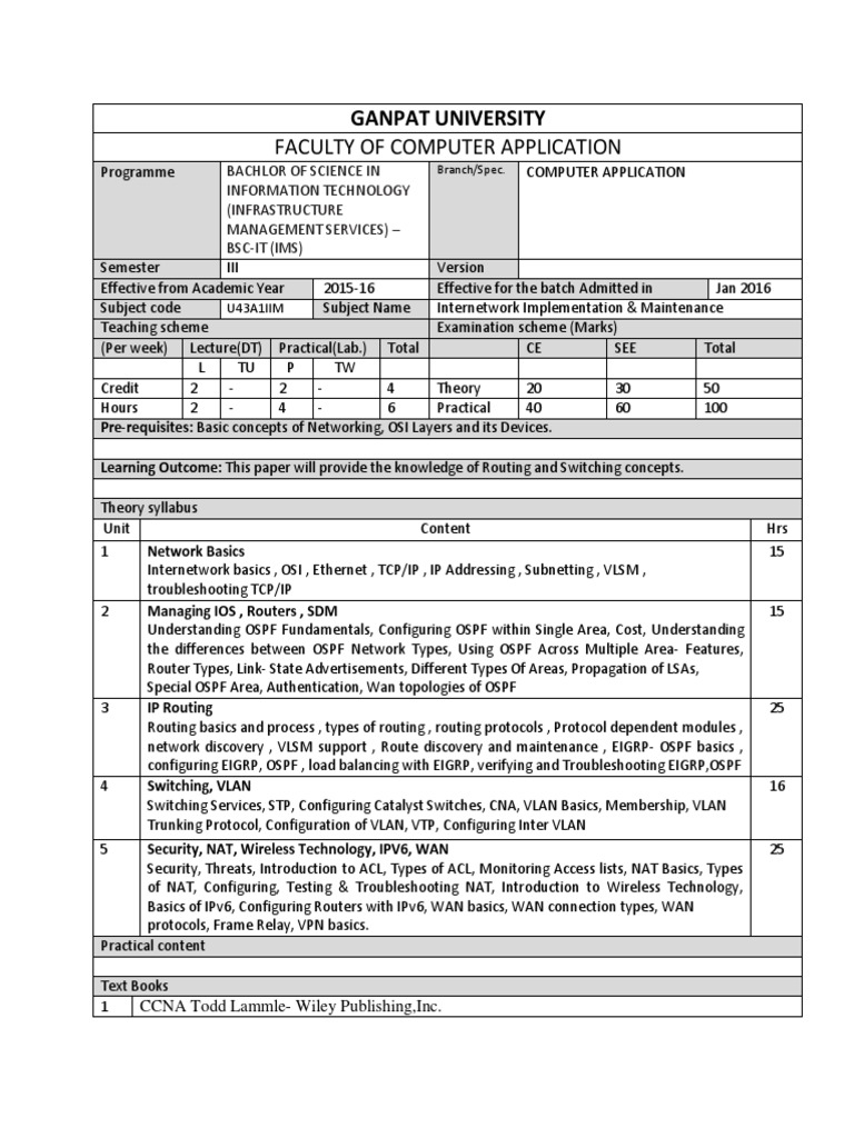 BSC-IT (IMS) Semester 3 Full Syllabus PDF | PDF | Wireless Lan | Domain ...