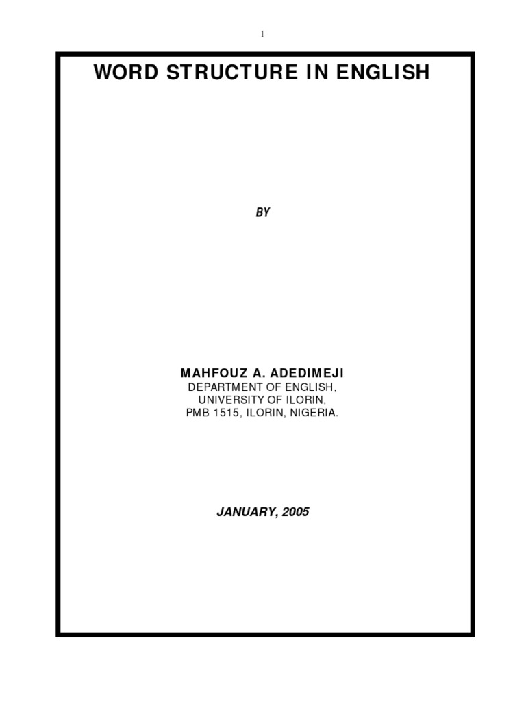 Understanding English Word Structure | PDF | Word | Morphology ...