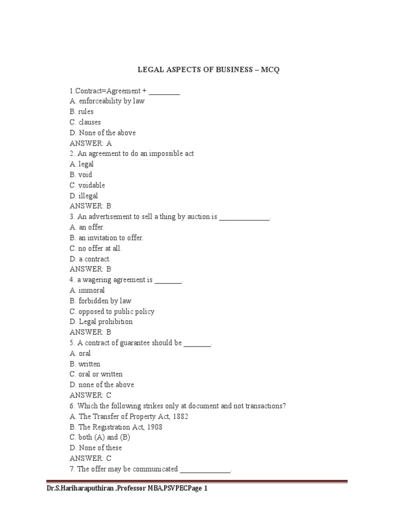 Lab - MCQ | PDF | Liquidation | Law Of Agency