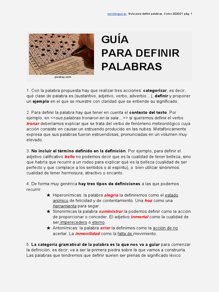 Definir Palabras | PDF | Palabra | Verbo