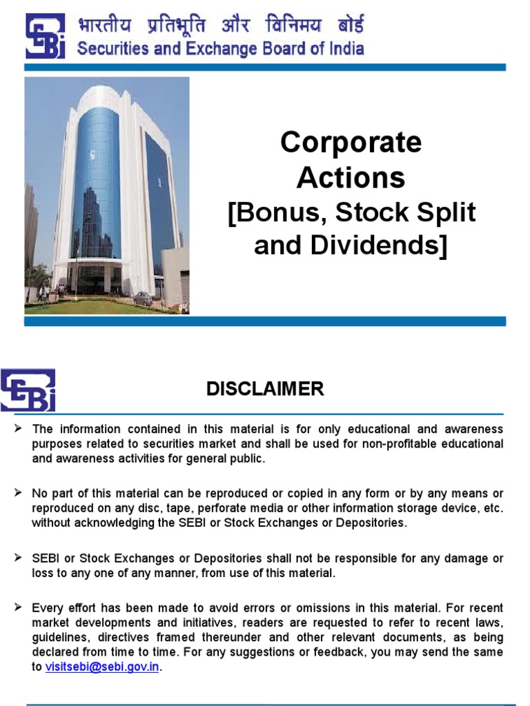 PPT-5 Corporate Action-Dividends, Bonus, Splits Etc | PDF | Dividend ...