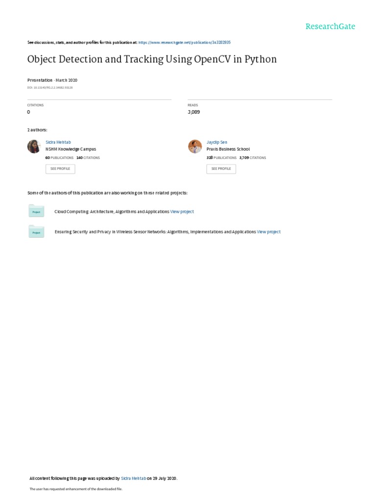 Sidra Object Detection and Tracking Not Copyable1 | PDF | Computer ...