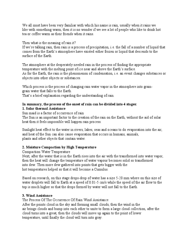 Teks Eksplanasi Hujan | PDF | Rain | Water Vapor