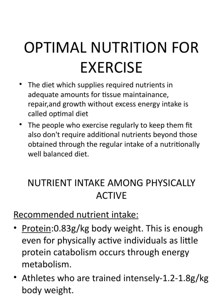 Optimal Nutrition For Exercise | PDF | Carbohydrates | Glycogen
