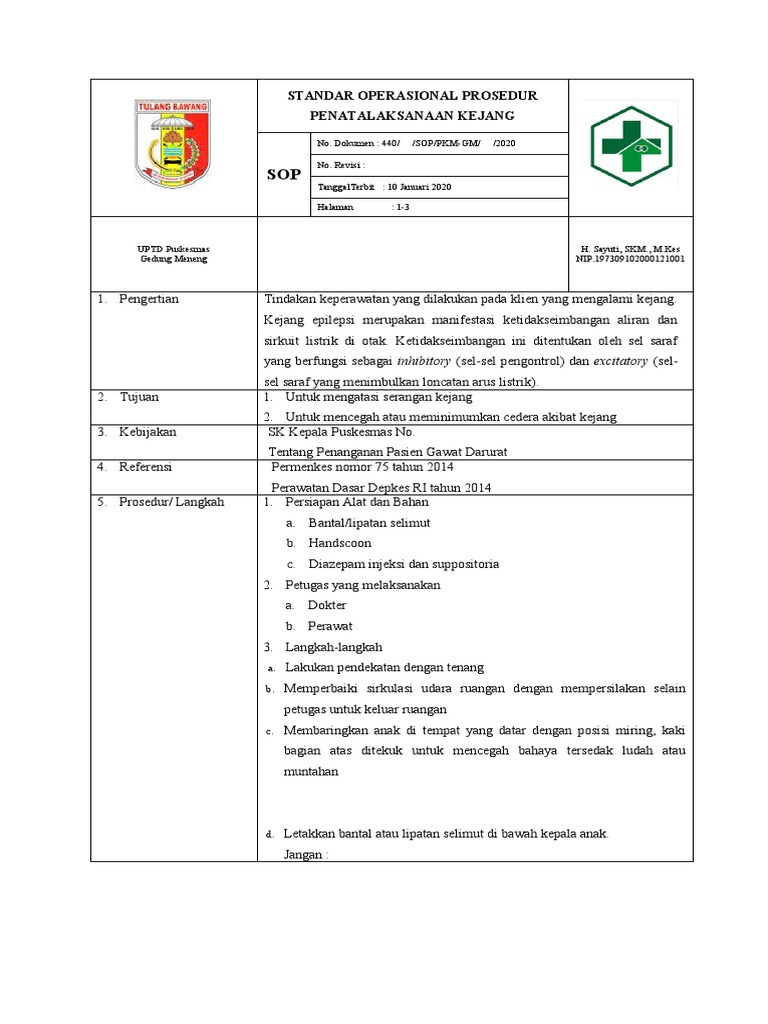 Protap Penanganan Kejang pada Pasien | PDF