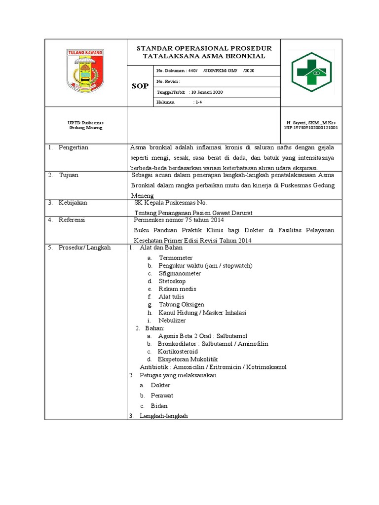 SOP Tatalaksana Asma Bronkial | PDF