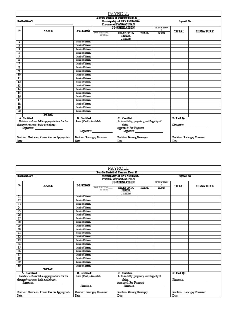 Payroll: Name Total Signature | PDF | Payroll | Loans
