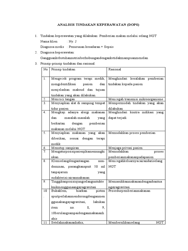 Memberikan Makan Melalui NGT (DOPS) | PDF