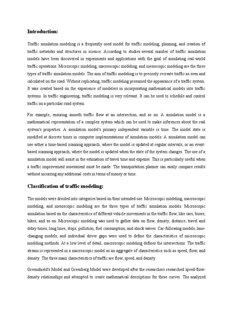 Traffic Simulation Modeling | PDF | Simulation | Traffic