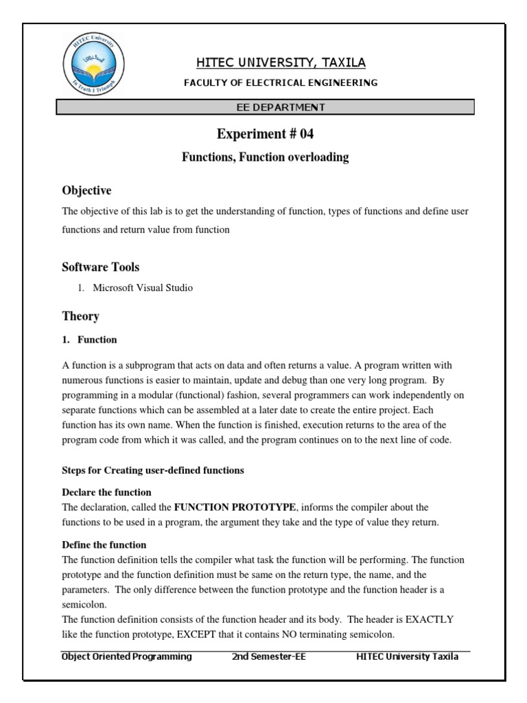 Object Oriented Programming Lab 4 | PDF | Subroutine | Scope (Computer Science)