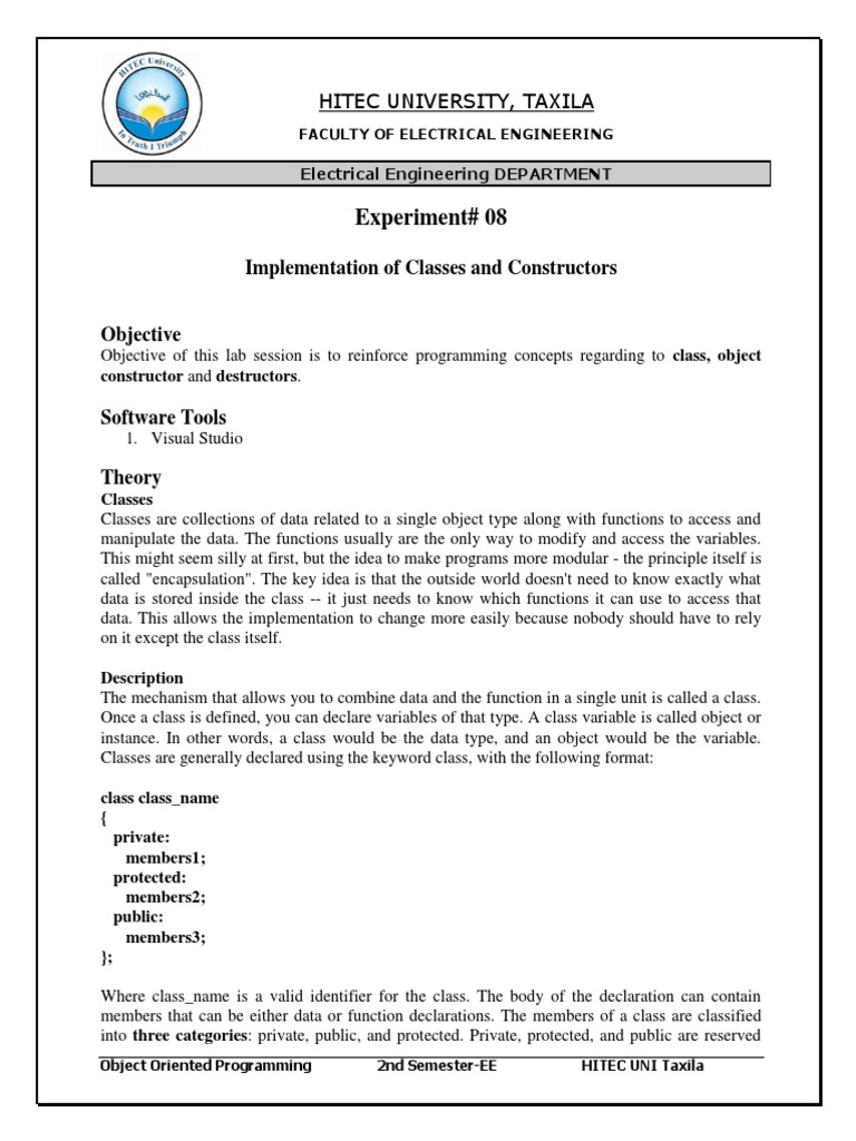 Object Oriented Programming Lab 8 1 Pdf Constructor Object Oriented Programming Programming 0569