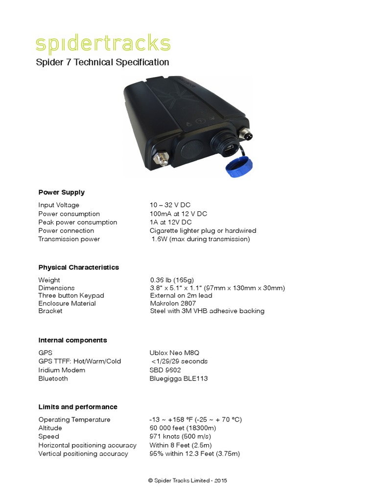 Spider 7 Technical Specification-11 | PDF
