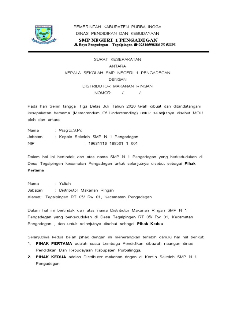 Mou Sekolah Dengan Pedagang Pdf