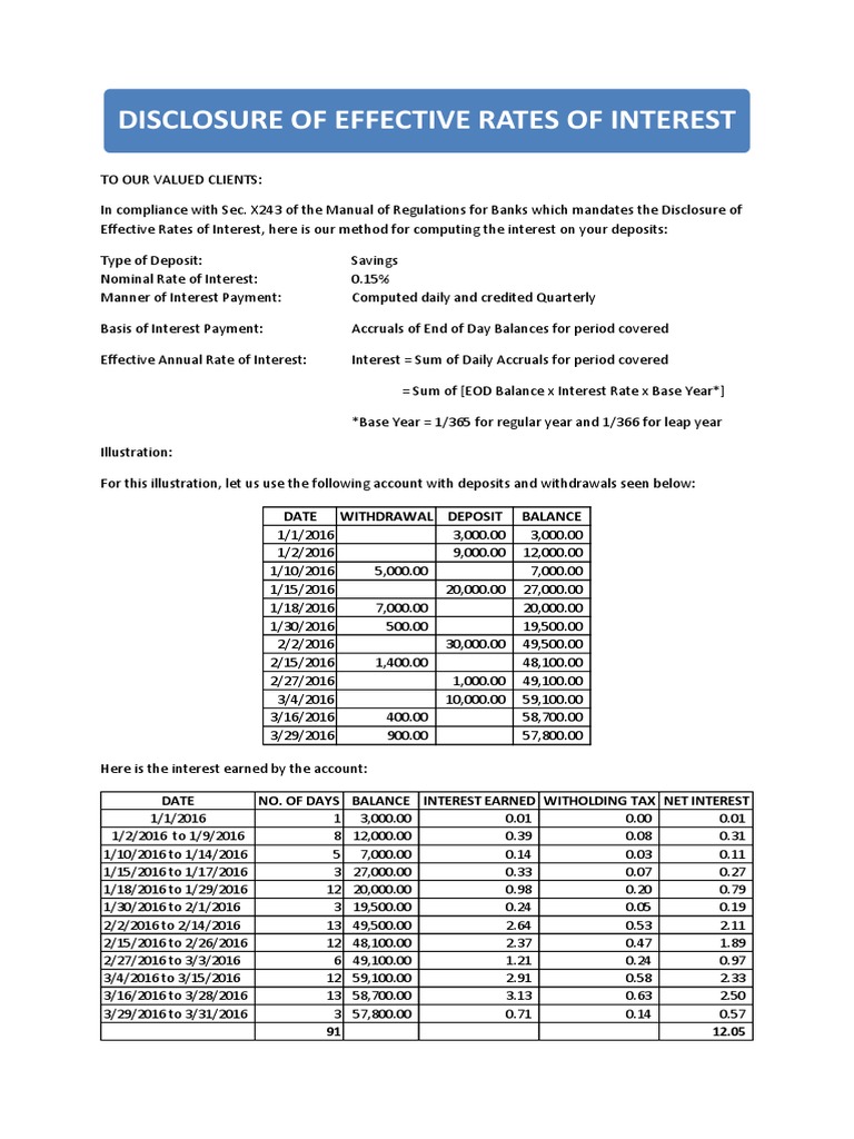 DISCLOSURE OF EFFECTIVE RATES OF INTEREST v4 | PDF | Interest ...