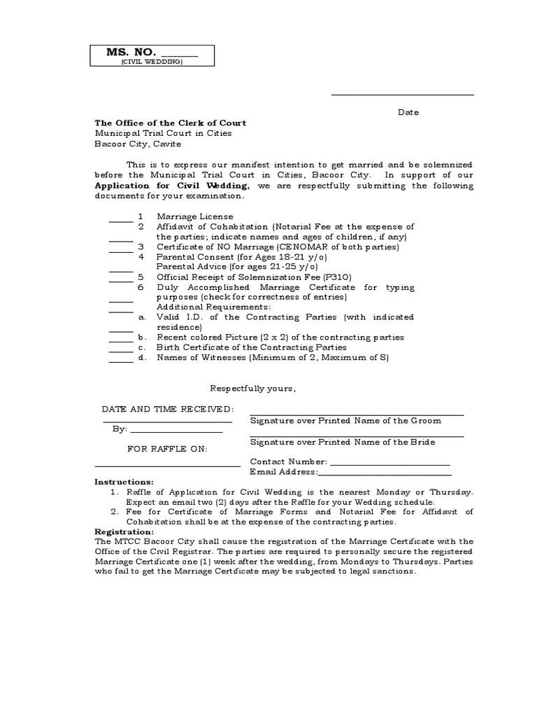 Civil Wedding Application Requirements | PDF | Wedding | Marriage