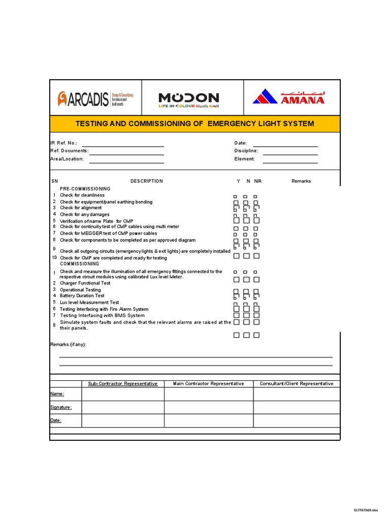 Emergency Lighting Test and Commissioning | PDF