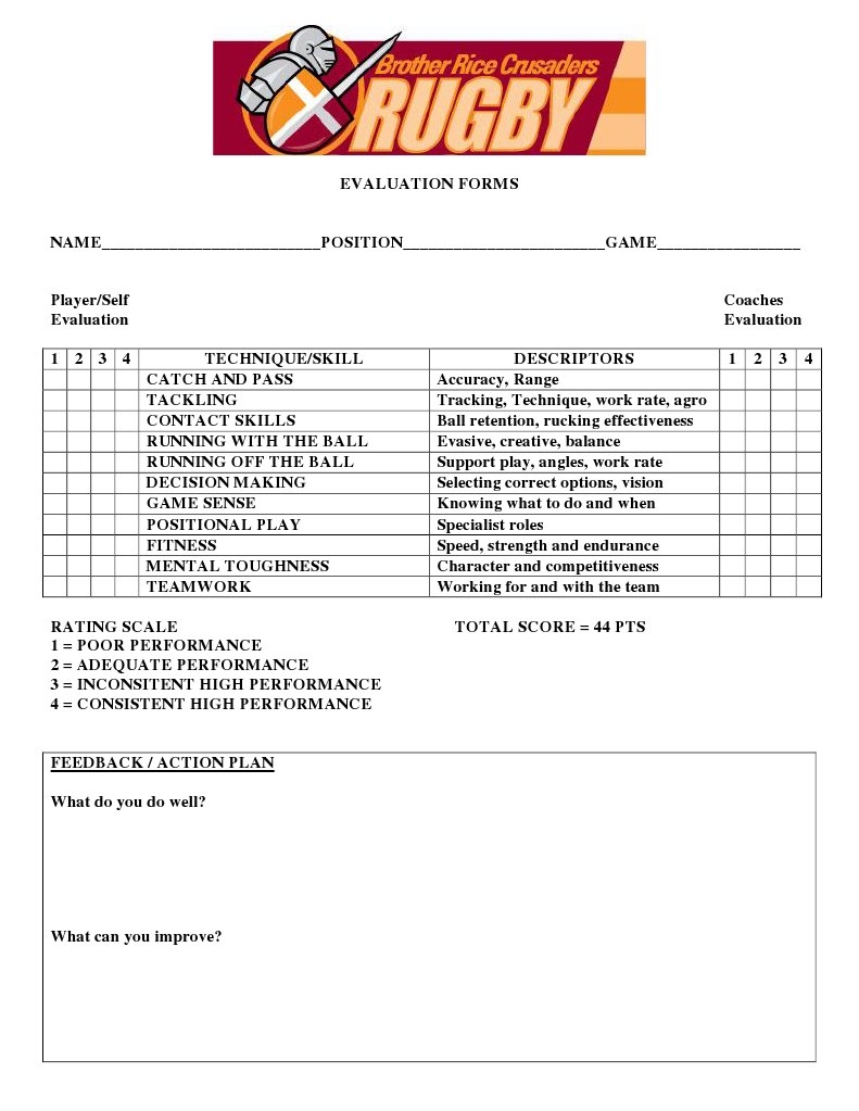 Rugby Evaluation Form | PDF | Sports | Leisure