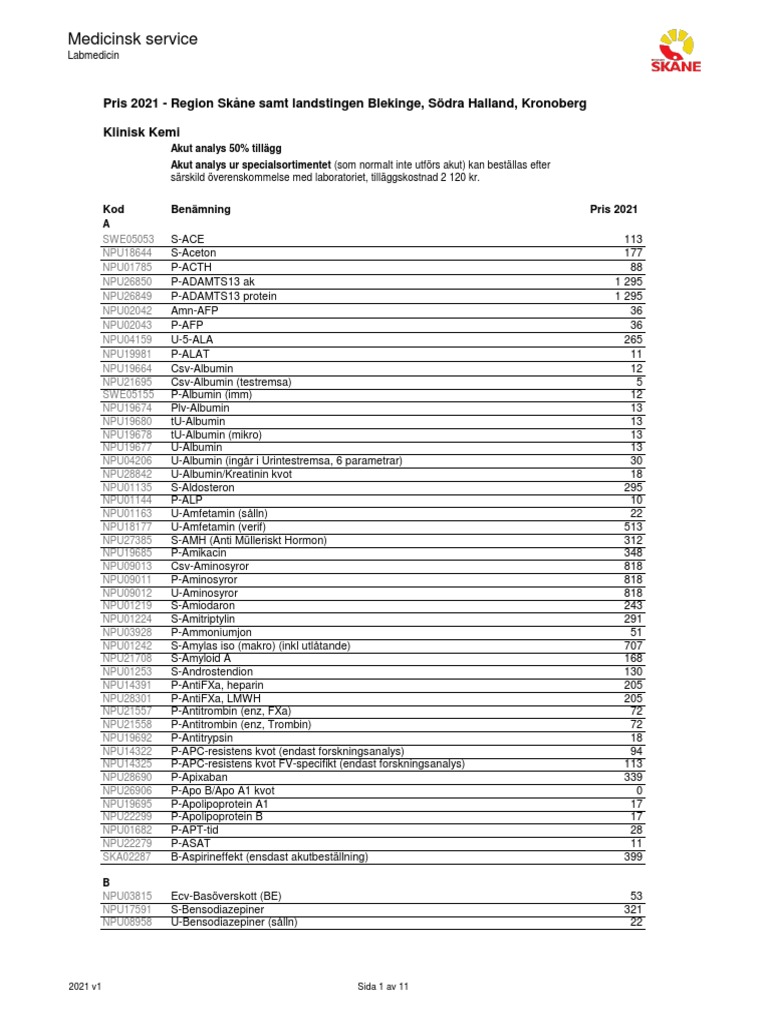 Klinisk Kemi Och Farmakologi Rs PDF | PDF